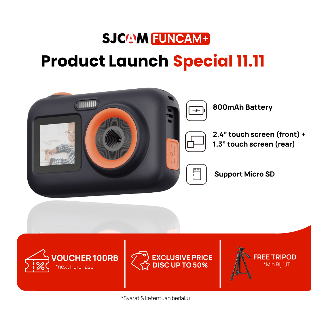 Promo SJCAM FunCam+ Kids Digital Camera Dual Screen FHD 1080P - PAKET ...
