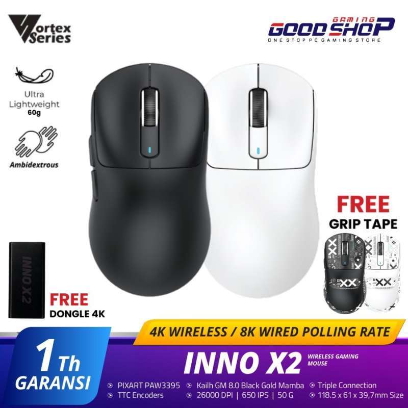 Jual Vortexseries Inno X2 Super Light Wireless Gaming Mouse - Hitam 4k ...