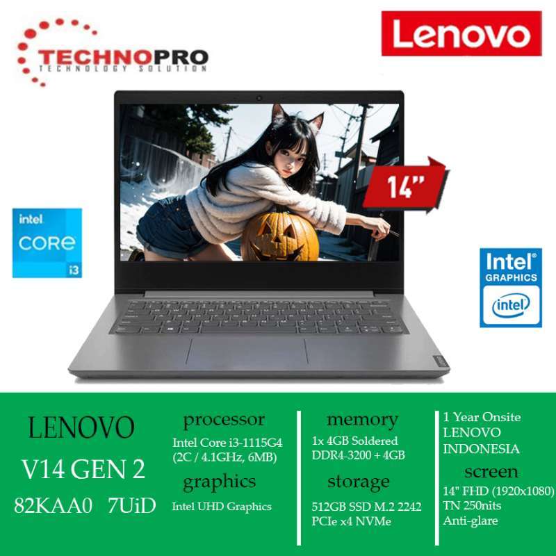 Promo Lenovo V14 G2 ITL 7UID || Intel Core i3-1115G4 VGA Intel UHD 8GB ...