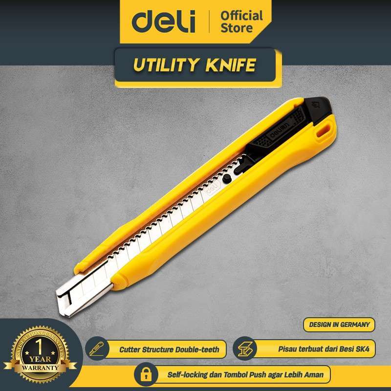 Promo Deli Cutter Pisau Baja 9mm Sk4 Sistem Kunci Otomatis Perkakas ...
