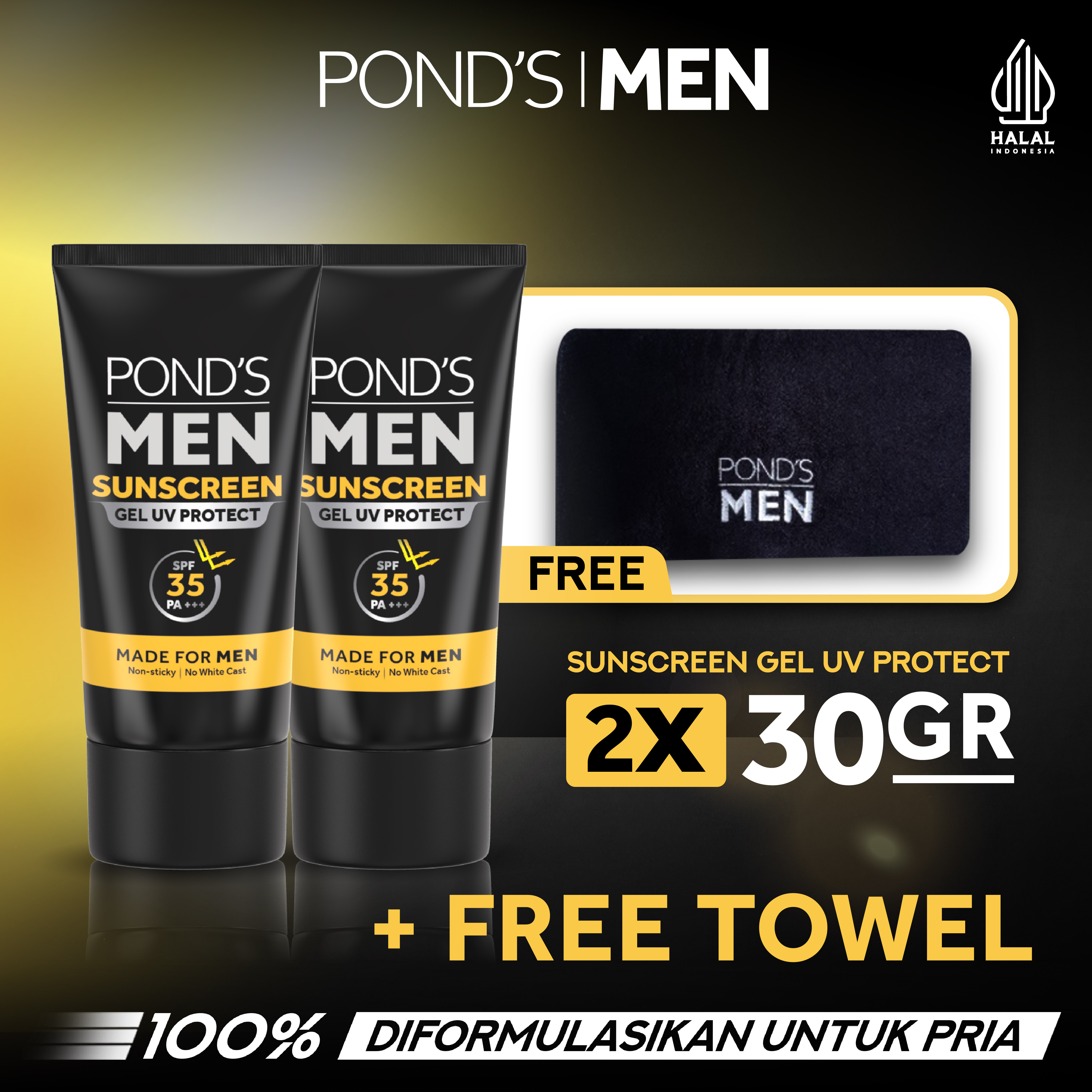 Jual Pond's Men Sunscreen Gel Uv Protect Spf 35 Pa+++ With Niacinamide ...