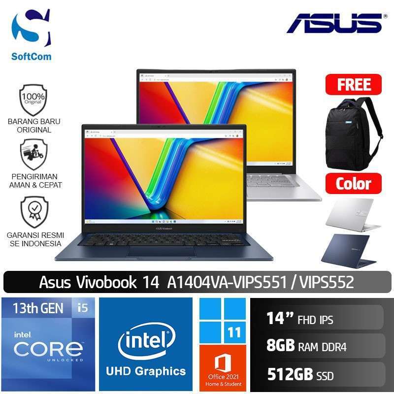Promo Asus Vivobook 14 A1404va Vips551 Vips552 Notebook [core I5-1335u/8gb/512gb Ssd/14 Fhd Ips ...
