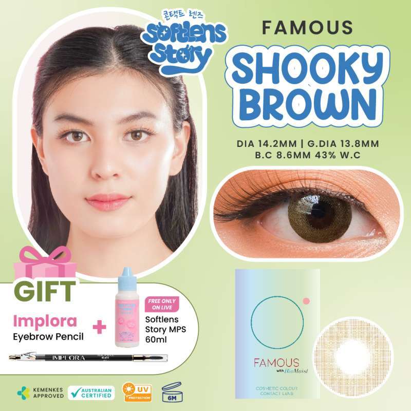 Jual Free Implora Famous Shooky Brown | 14.2mm Soflens Warna | Soflen ...