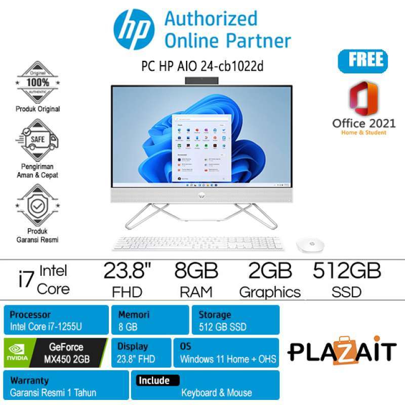 Jual Pc Hp Aio Cb D B X Pa Intel Core I U Gb Gb Ssd Mx Gb Fhd Win