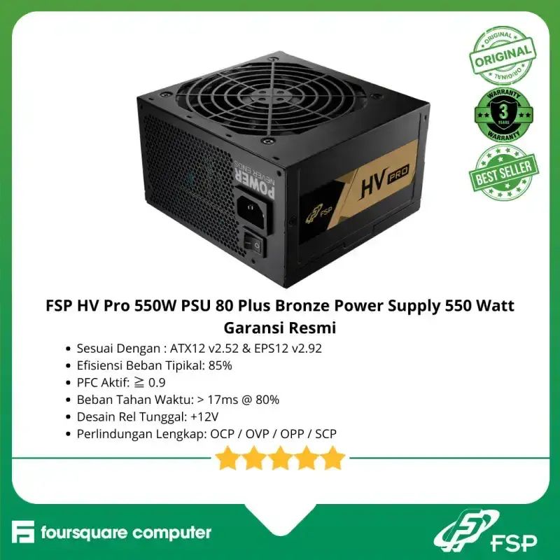 Jual Fsp Hv Pro 550w Psu 80 Plus Bronze Power Supply 550 Watt Garansi ...