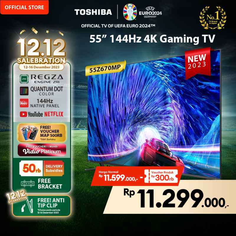 Promo [FREE BRACKET] Toshiba GAMING TV 55 144Hz 4K UHD Smart TV - Dolby Vision IQ Atmos HDR10 ...