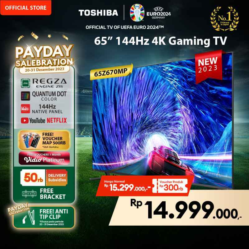 Promo [FREE BRACKET] Toshiba GAMING TV 65 144Hz 4K UHD Smart TV - Dolby Vision IQ Atmos HDR10 ...