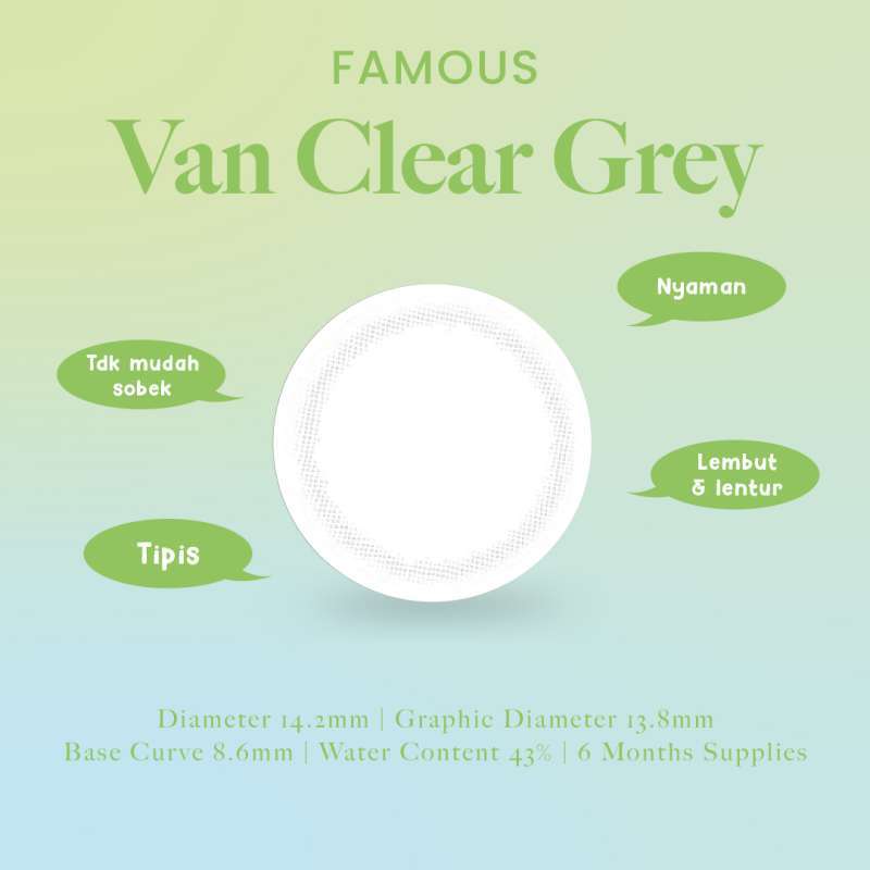 Jual Free Implora Famous Van Clear Grey | 14.2mm Soflens Warna | Soflen ...