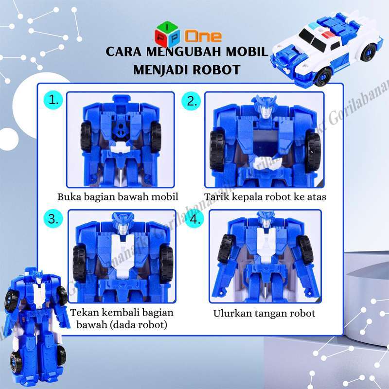 Jual Mainan Anak Transformer Magnetic 2 In 1 Mobil Robot Transformer ...