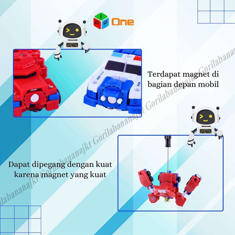 Jual Mainan Anak Transformer Magnetic 2 In 1 Mobil Robot Transformer ...
