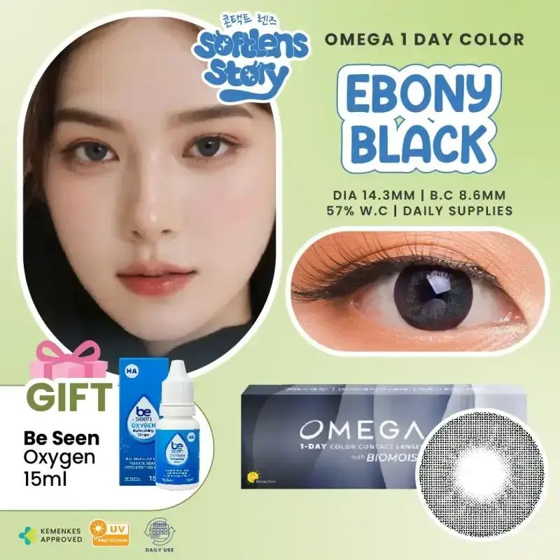 Promo Free Be Seen Eye Drop Omega 1 Day Color Ebony Black With Biomoist ...