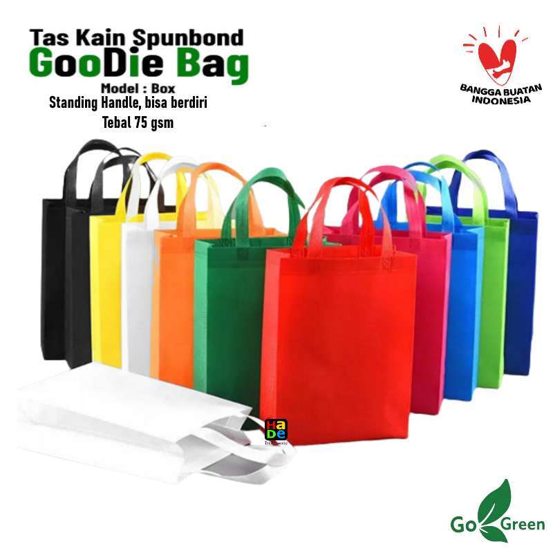 Jual 1 Lusin Isi 12 Tas Kain Spunbond Goodie Bag Handle Box Kantong ...