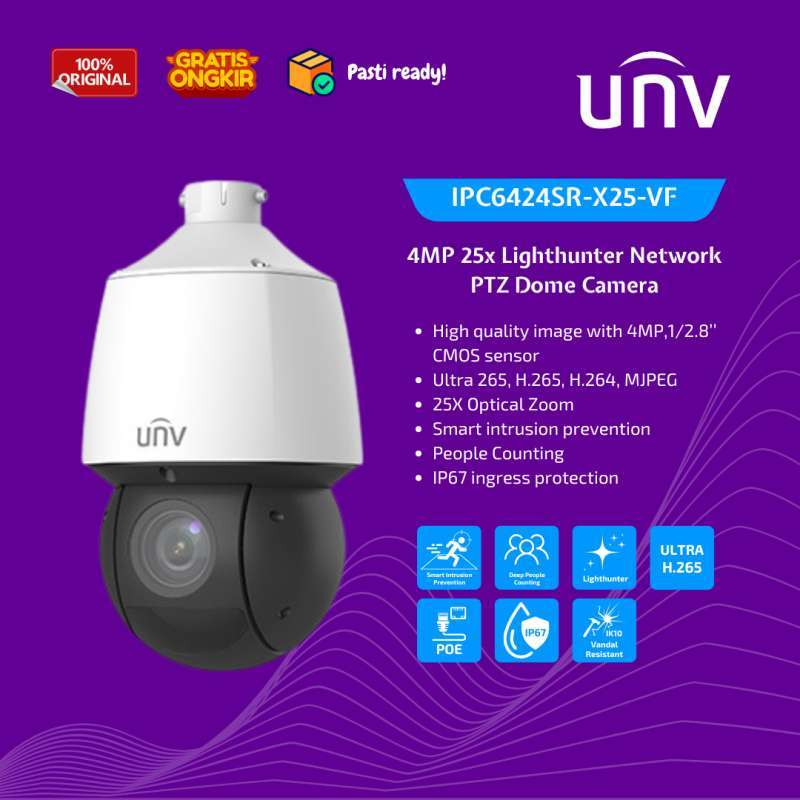 Jual Unv 4mp 25x Lighthunter Network Ptz Dome Camera Cctv Ipc6424sr-x25 ...