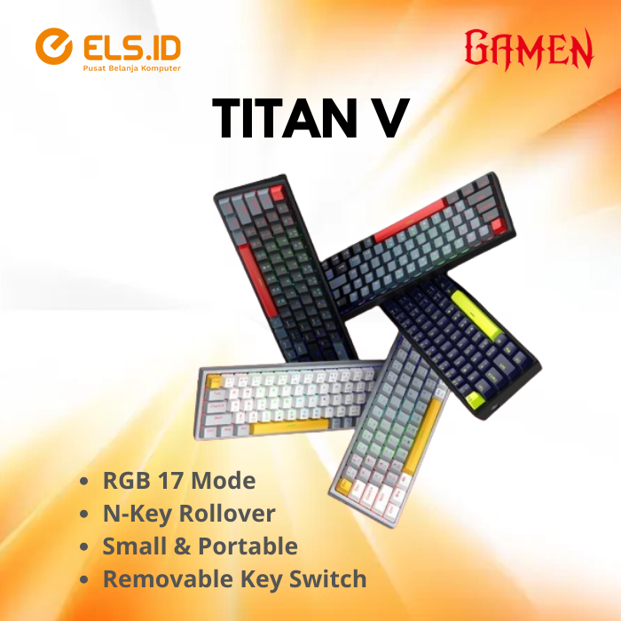 Promo Gamen Titan V Keyboard Gaming Mechanical RGB - BLUE Diskon 9% di ...
