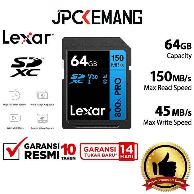 Promo Jpc Kemang Lexar 64gb Pro Sdxc 800x Uhs-i Sdhc Memory Card 64 Gb ...