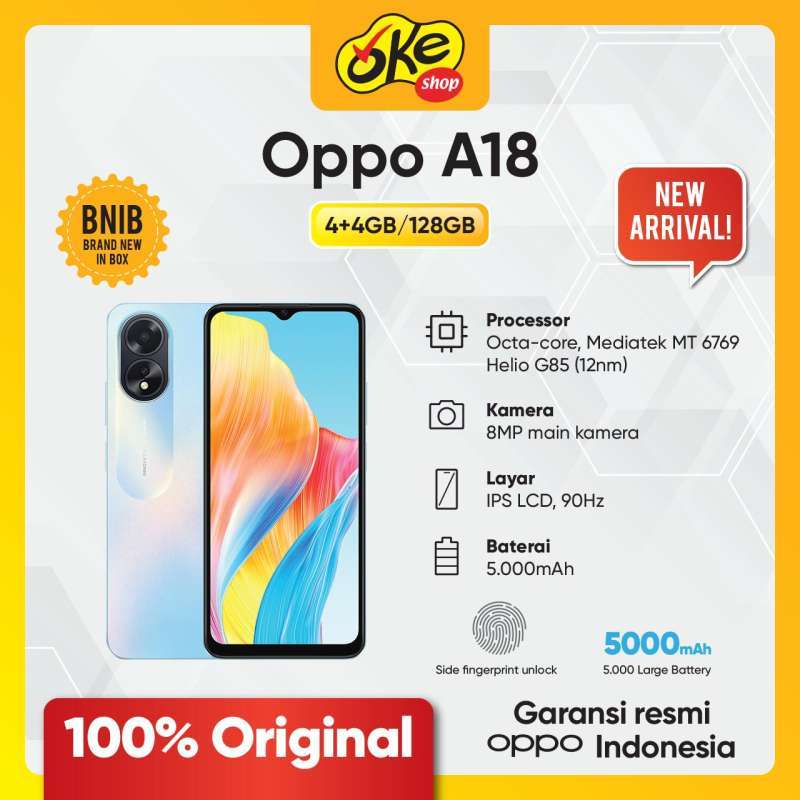 Jual Oppo A18 Ram 8 128 Spesifikasi Original, Murah & Diskon Harga April 2024 | Blibli
