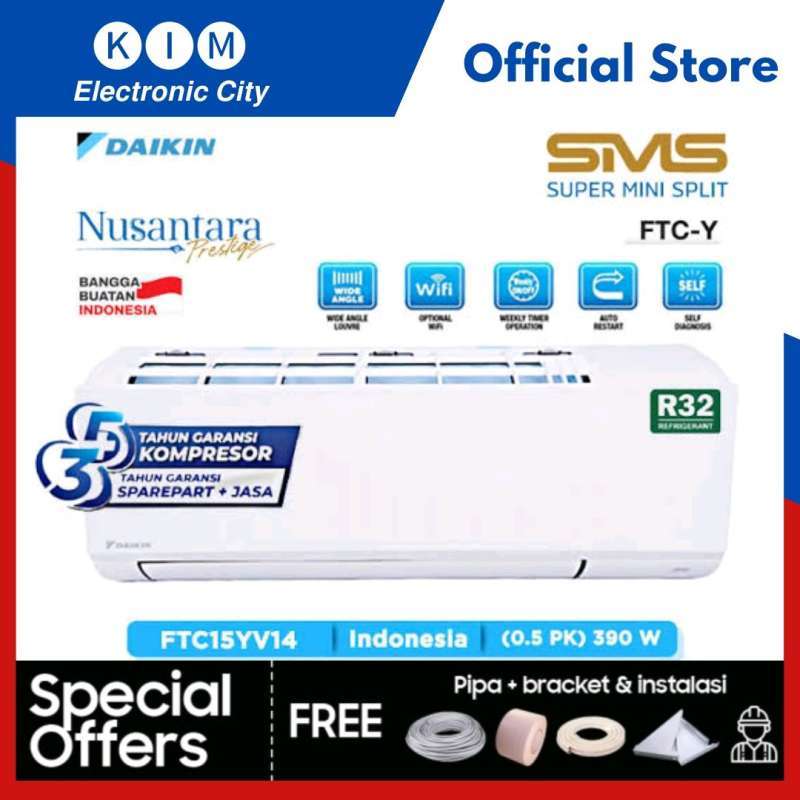 Jual Ac Daikin Ftc15yv14+rc15yv14 0.5 Pk 389w 5.000 Btu Standard Turbo ...
