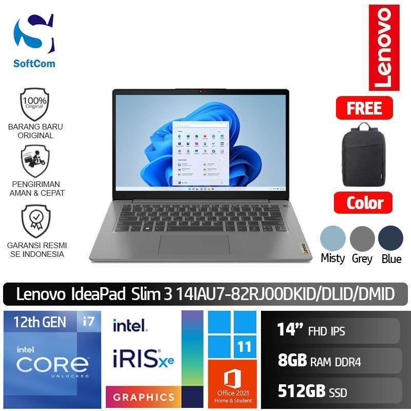Promo Lenovo Ip3 Slim 3 Dkid Dlid Dmid Notebook [core I7 1255u/8gb ...