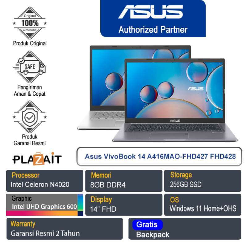 Promo Asus Vivobook 14 A416mao-fhd427 Fhd428/intel N4020/8gb/256gb Ssd ...