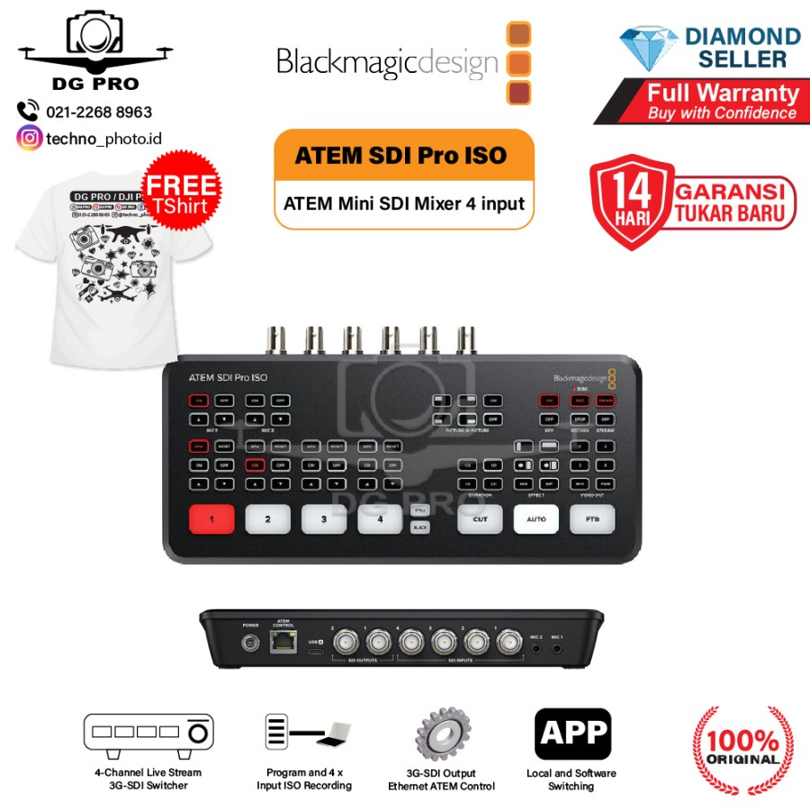 Jual Blackmagic Design Atem Sdi Pro Iso / Atem Mini Sdi Mixer 4 Input ...