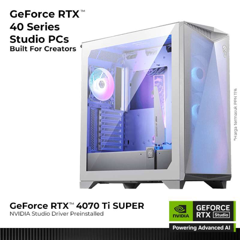 Jual Pc Geforce Rtx Studio Myth Msi Mpg 300 White Geforce Rtx 4070 Ti ...