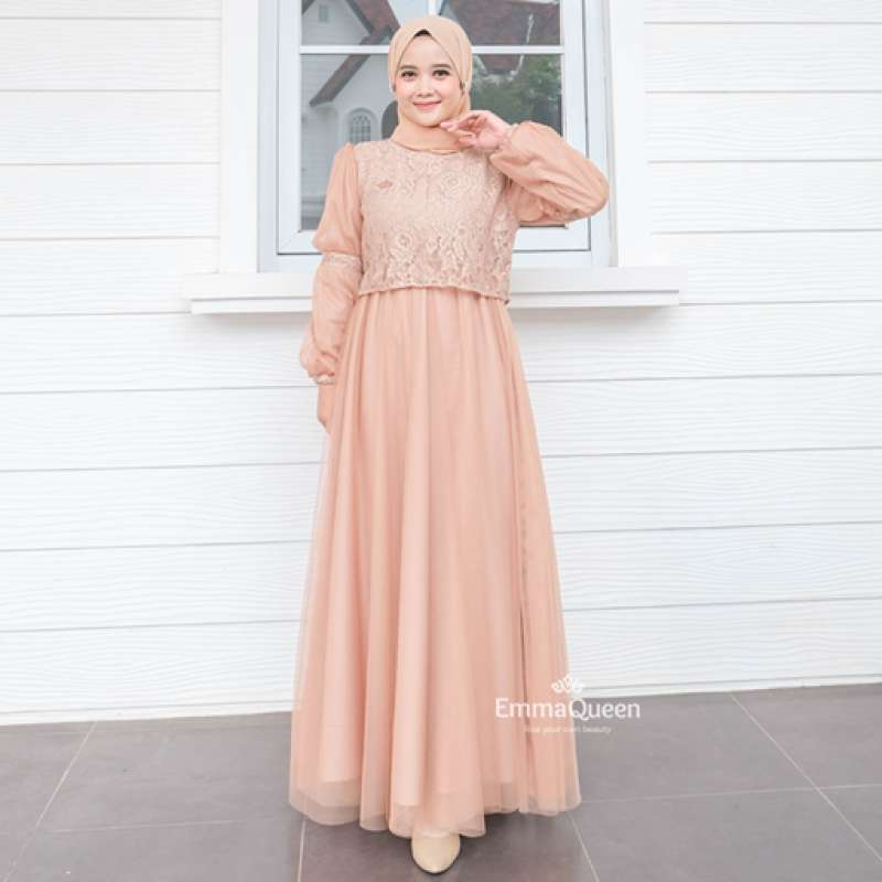 Jual Emmaqueen - Dress Alin Gamis Simple Elegan Cotton Tile Kombin ...