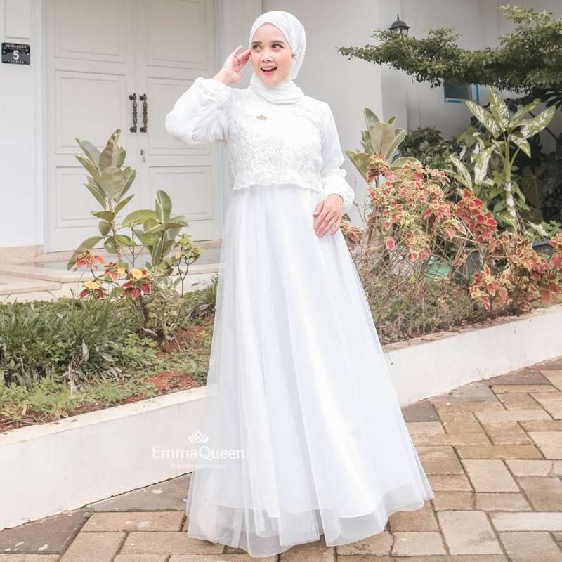 Jual Emmaqueen - Dress Alin Gamis Simple Elegan Cotton Tile Kombin ...