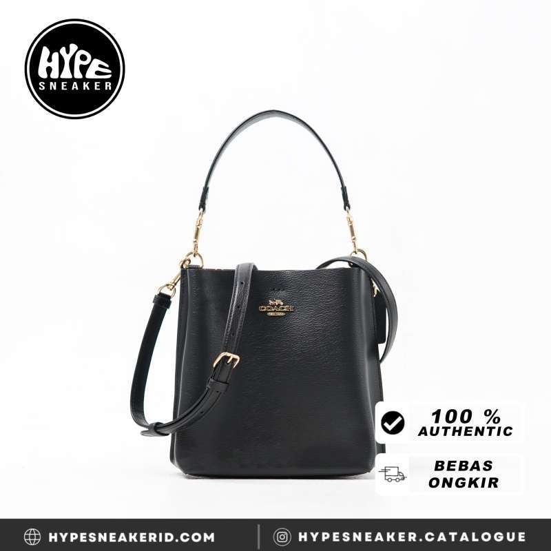 Promo Tas Coach Mollie Plain Leather Black Bucket Bag 100% Original ...