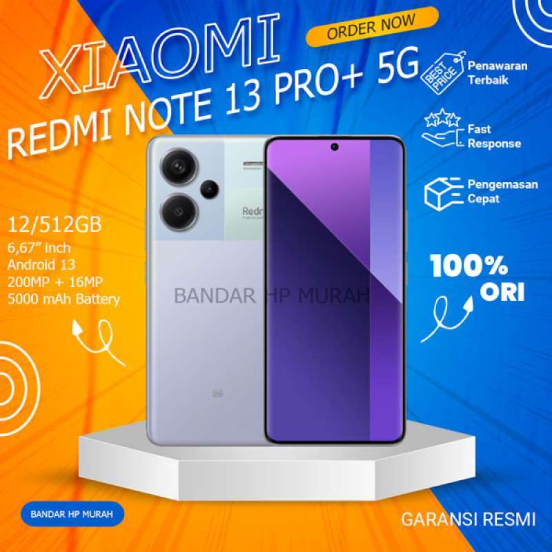 Jual Xiaomi Redmi Note 13 PRO PLUS 5G 12/512GB NFC Layar AMOLED Kamera 200MP MediaTek Dimensity ...