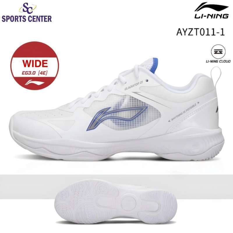 Jual New Sepatu Badminton Lining Gladiator 01 Wide AYZT011-1 White di ...