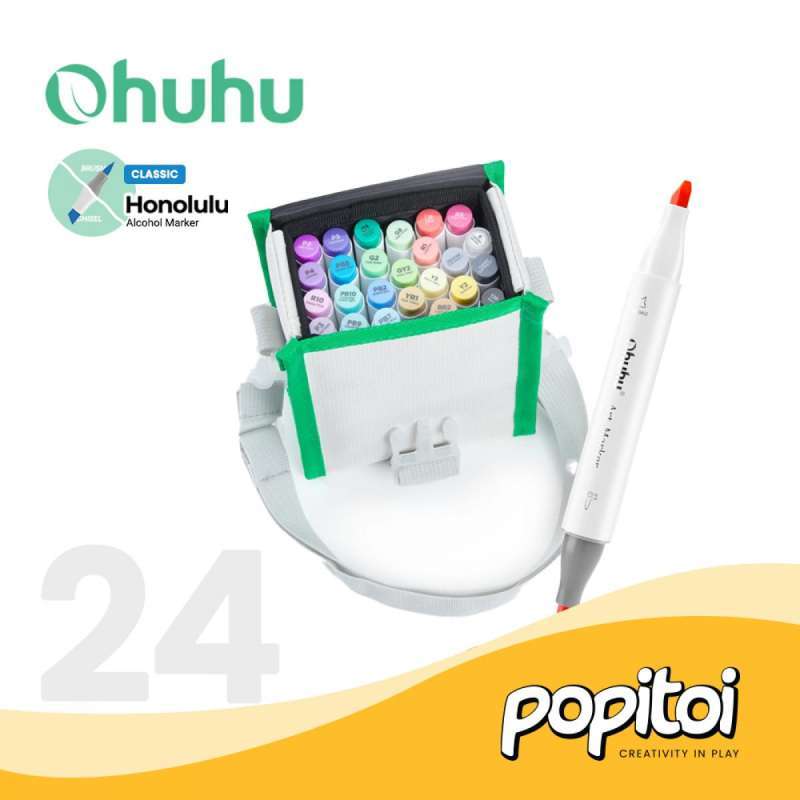 Jual Ohuhu Honolulu 24 48 Colors Dual Tip Brush Fine Chisel Alcohol Art Markers Spidol Kuas ...