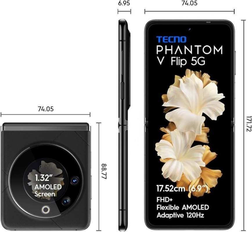 Jual Tecno Phantom V Flip Smartphone [8/256gb/n] - Ionic Black Di ...