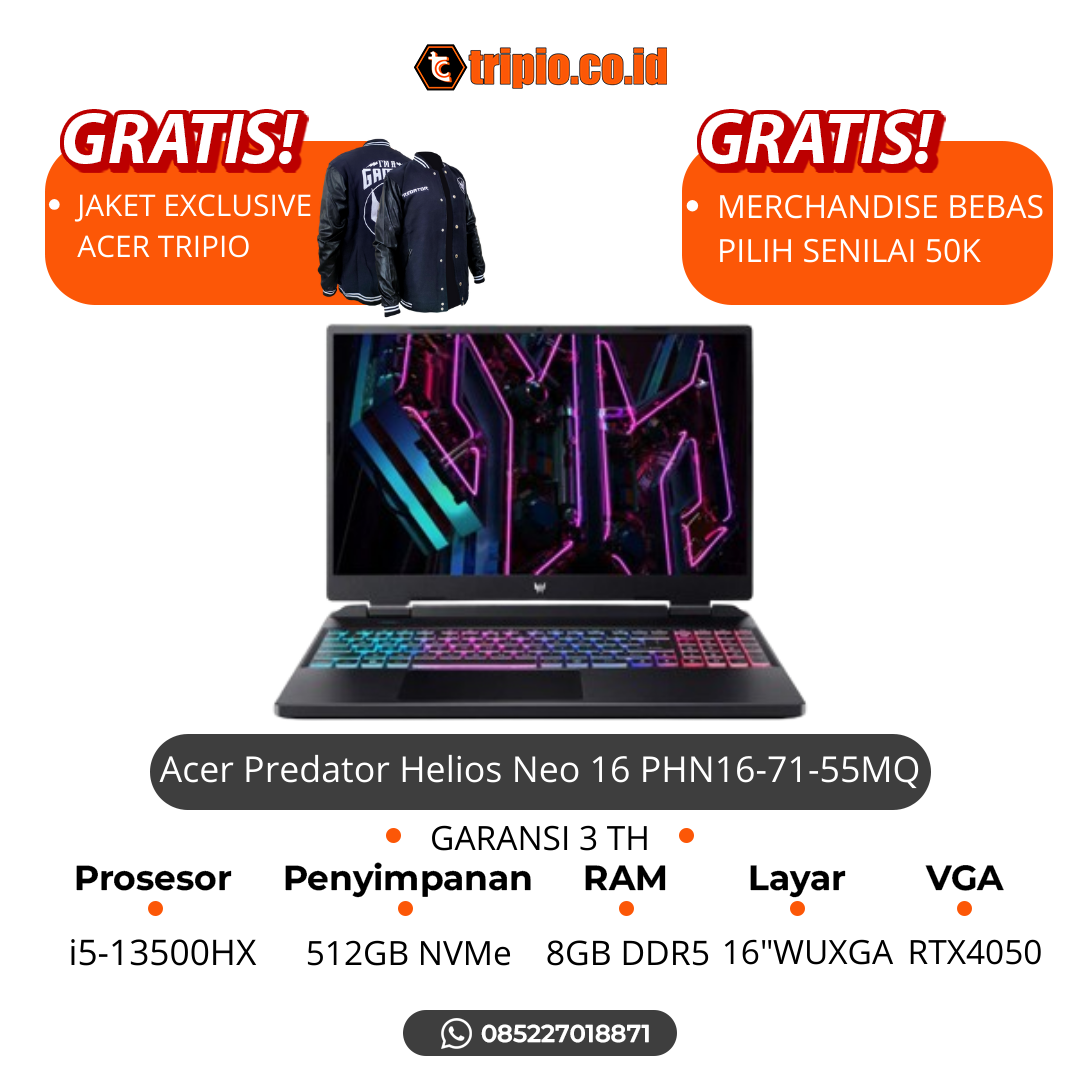 Jual Acer Predator Helios Neo 16 Phn16-71-55mq I5-13500hx 8gb 512gb ...