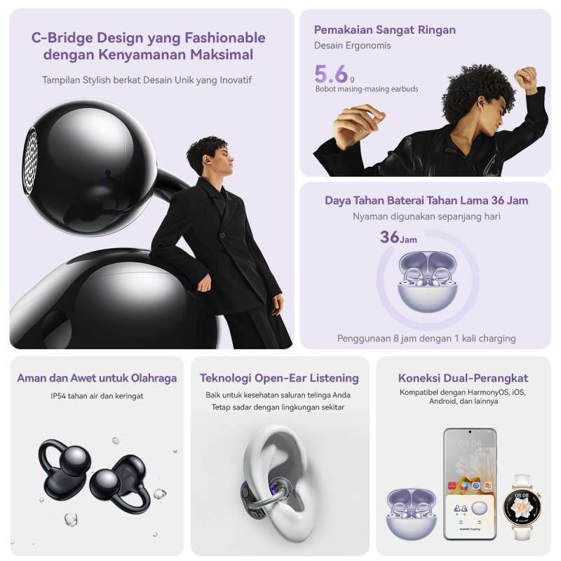 Jual Huawei Freeclip Open-ear Tws Earphone | Fashionable C-bridge ...