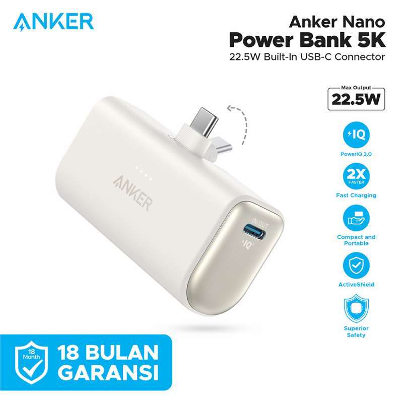 Promo Powerbank Anker Nano (22.5W, Built-in USB-C Connector) – A1653 ...