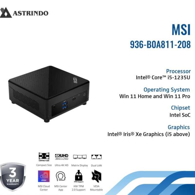 Promo MSI Mini PC Cubi 5 12M Intel Core i5-1235U Barebone Only Diskon ...