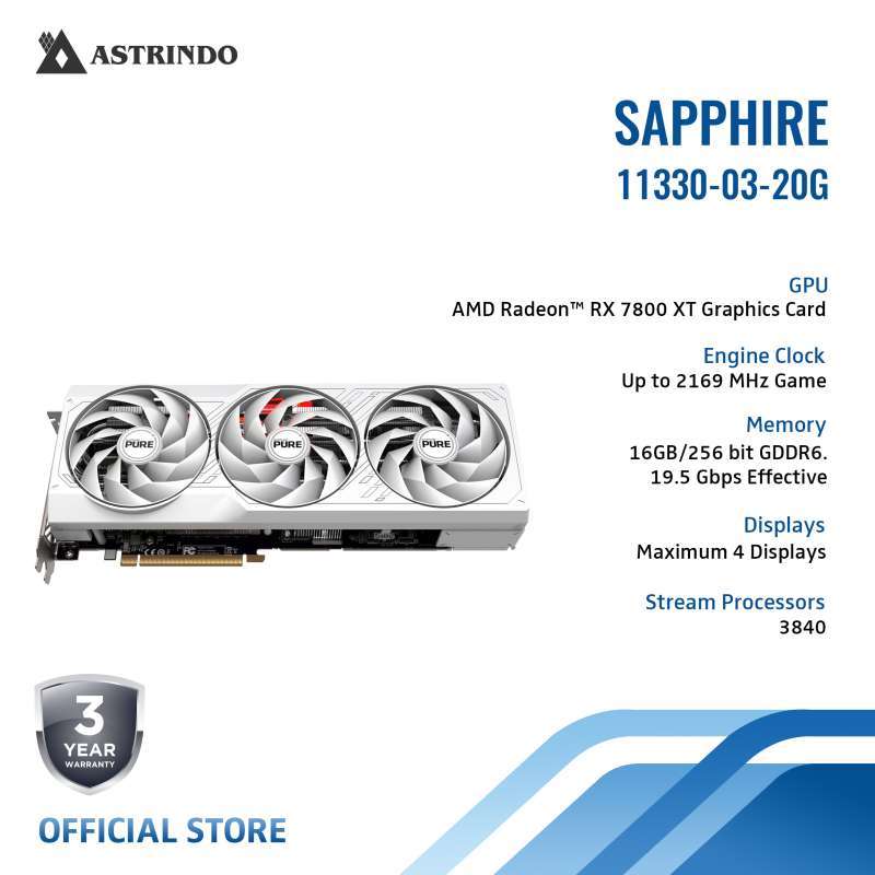 Jual Sapphire Pure Amd Radeon Rx 7800 Xt Gddr6 16gb Graphics Card Kipas ...