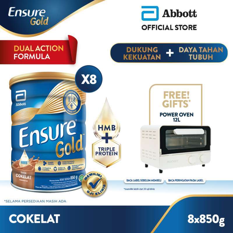 Jual Ensure Gold HMB Cokelat 850 g - 8 Pcs - Free Gift di Seller Abbott Official Store - Setu ...
