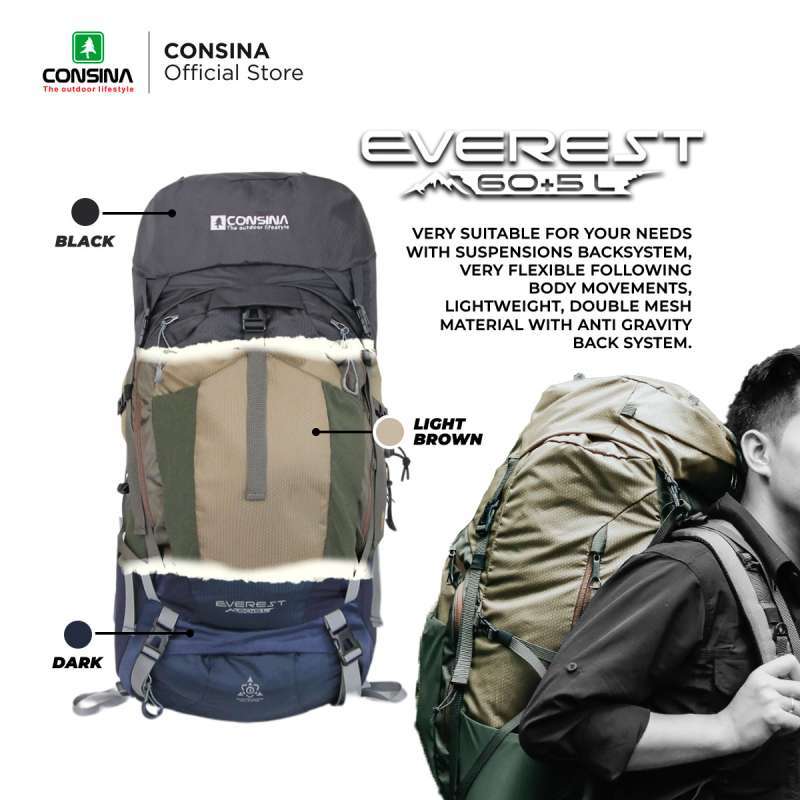 Jual Consina Everest 60+5L Expert Series Ransel Gunung - Titanium di ...