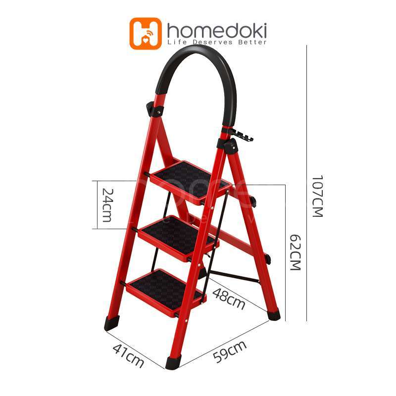 Promo Homedoki Tangga Rumah Lipat Tangga Besi Lipat 3/4/5/6 Step Household Steel Ladder/ Tangga ...