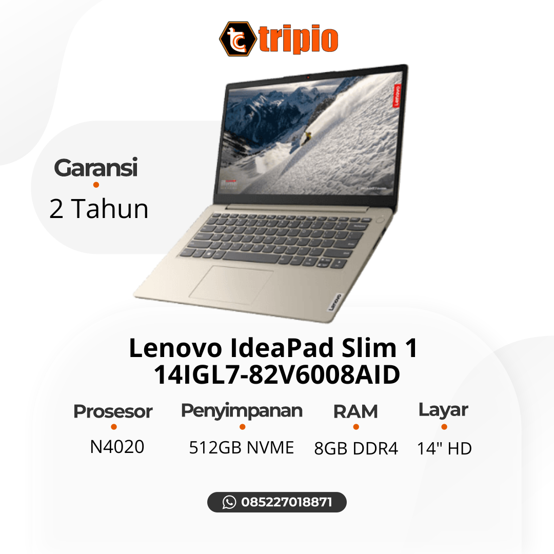 Jual Lenovo Ideapad Slim 1 14igl7 82v6008aid 8bid N4020 8gb 512gb 14 Win11 Ohs Cloud Gray Di