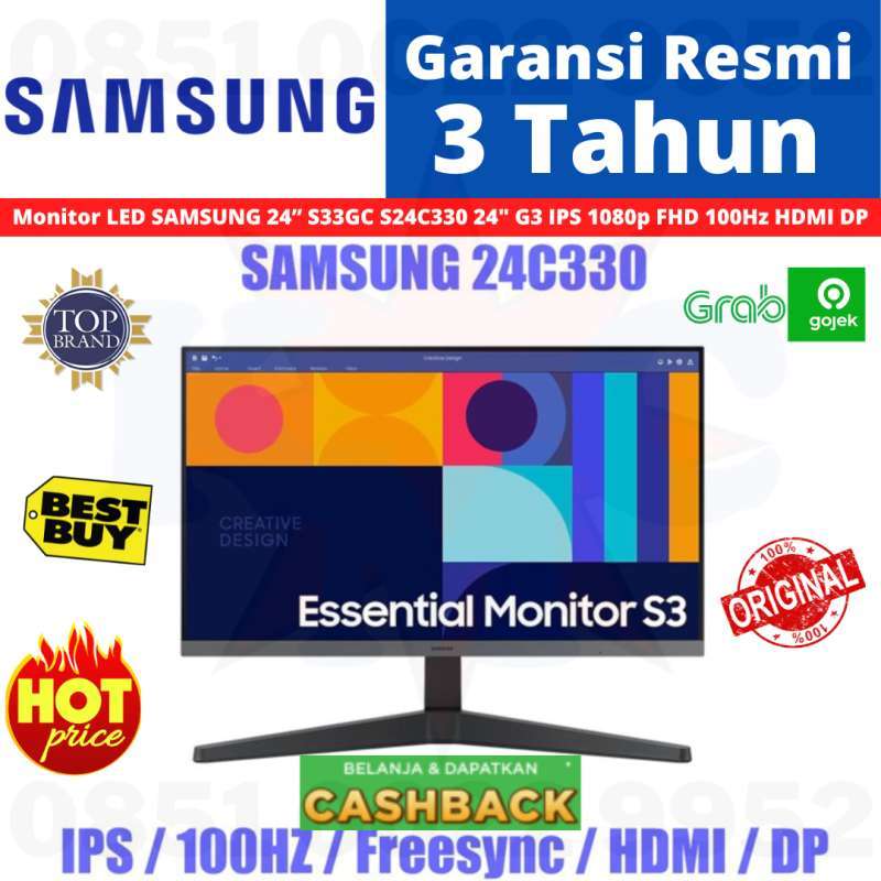 Jual Monitor SAMSUNG 24 S33GC S24C330 24 G3 IPS 1080p FHD 100Hz DP di ...