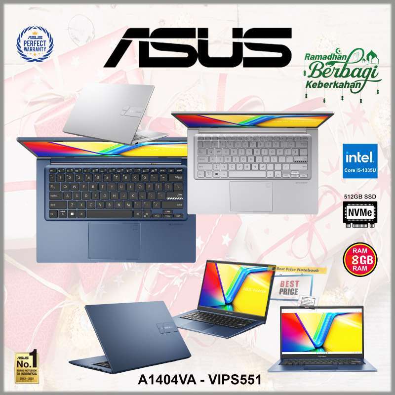 Promo Asus Vivobook 14 A1404va Vips551/vips552 Core I5 1335u 8gb 512gb ...