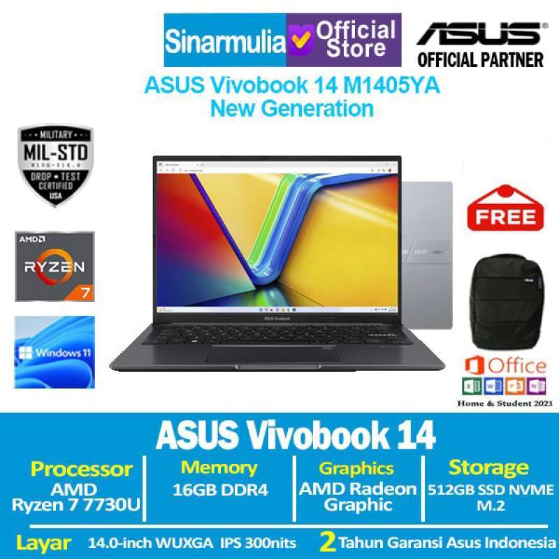 Promo Asus Vivobook 14 M1405ya Ryzen 7 7730u 512gb Ssd 16gb Ips Win11 ...