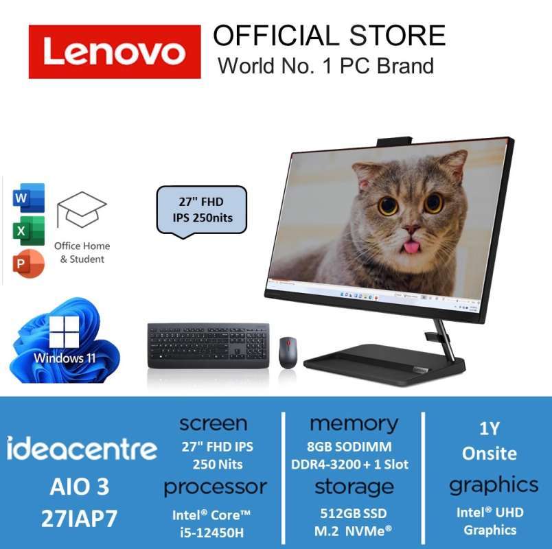 Promo Lenovo Ideacentre Aio 3 27iap7 Lnid || Intel Core I5-12450h 8gb 512gb Ssd Intel Uhd ...