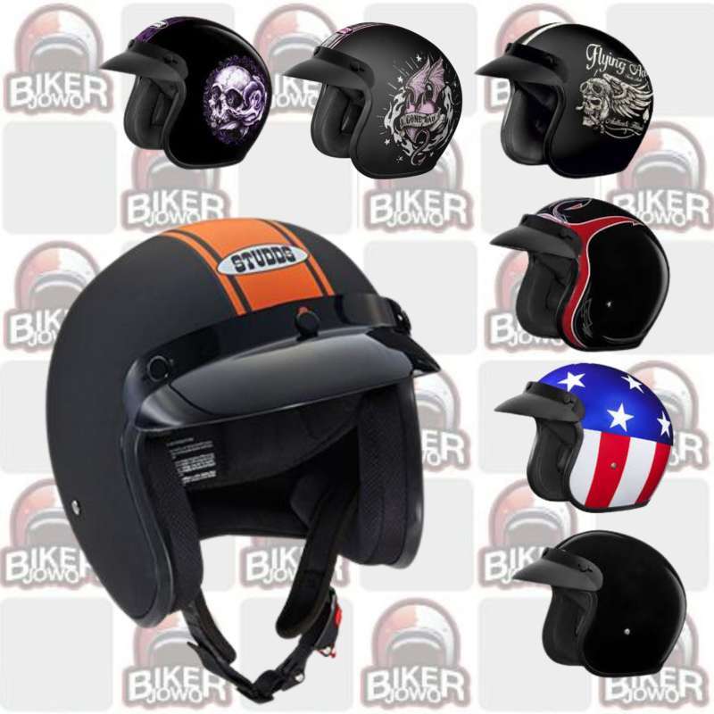 Jual Helm Studds Jetstar Clasic Retro Open Face Classic Helmet - L Gun ...