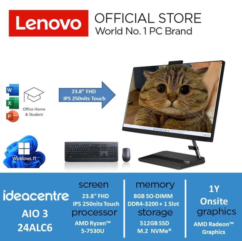 Promo Lenovo Ideacentre Aio 3 24alc6 Ubid Wrid || Amd Ryzen 5 7530u 8gb ...