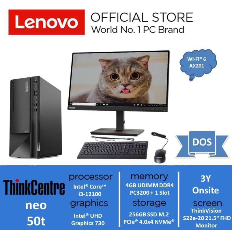 Jual Lenovo Thinkcentre Neo 50t Pxia || Intel Core I3-12100 4gb 256gb ...