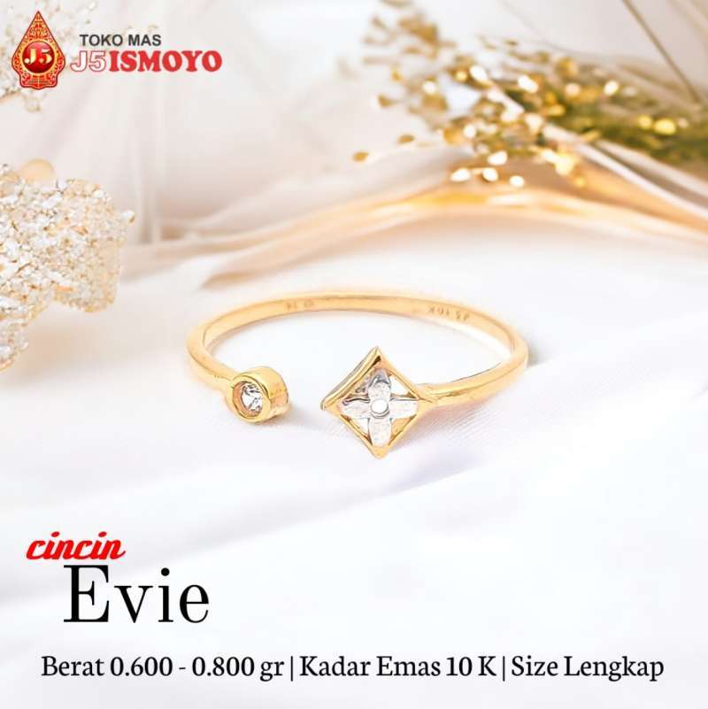 Jual Cincin Emas Asli 10 Karat Evie J5 Ismoyo - 11-12 0.600 Gr Di ...