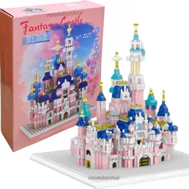 Jual Fantasy Castle Nano Block Istana Disneyland Mini Blok Pink Castle ...